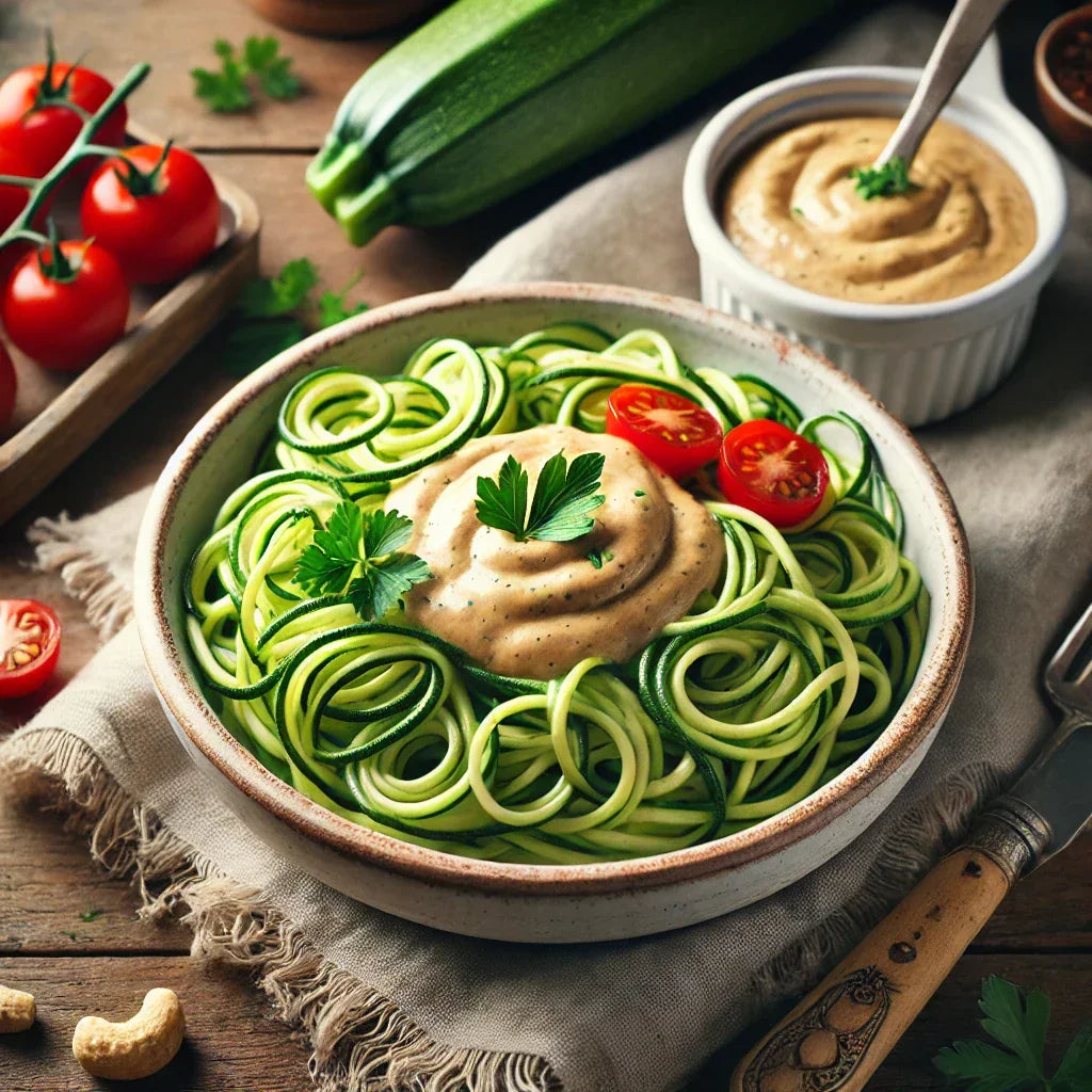 Vegan Zucchini Noodles with Cashew Cream Sauce – 4aKid