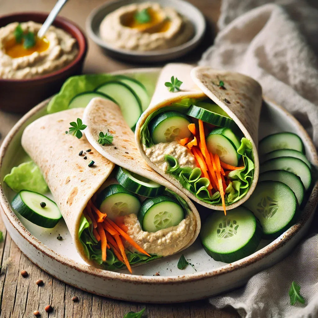 Hummus and Veggie Wraps with Cucumber and Carrots – 4aKid
