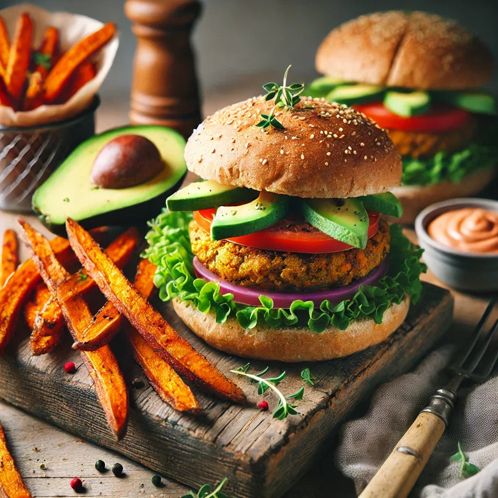 Homemade Veggie Burgers with Sweet Potato Fries – 4aKid